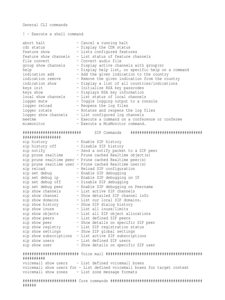 Commands | PDF | Session Initiation Protocol | Codec