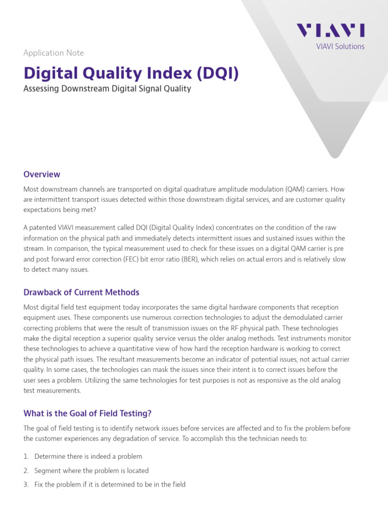 Understanding Digital Quality Index (DQI) | PDF | Modulation | Electronics