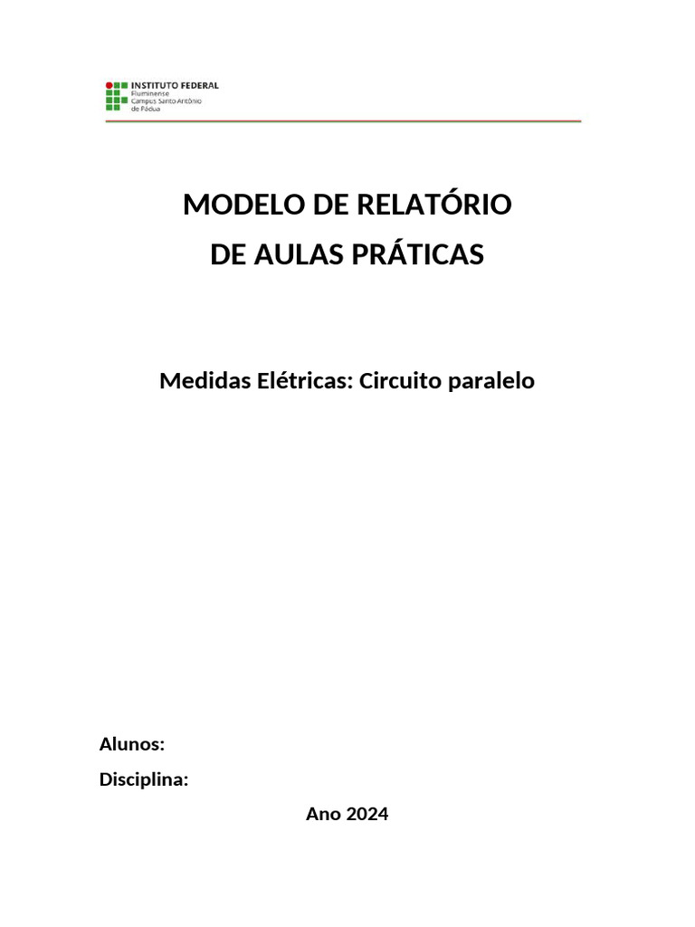 MODELO DE RELATÓRIO aula pratica | PDF