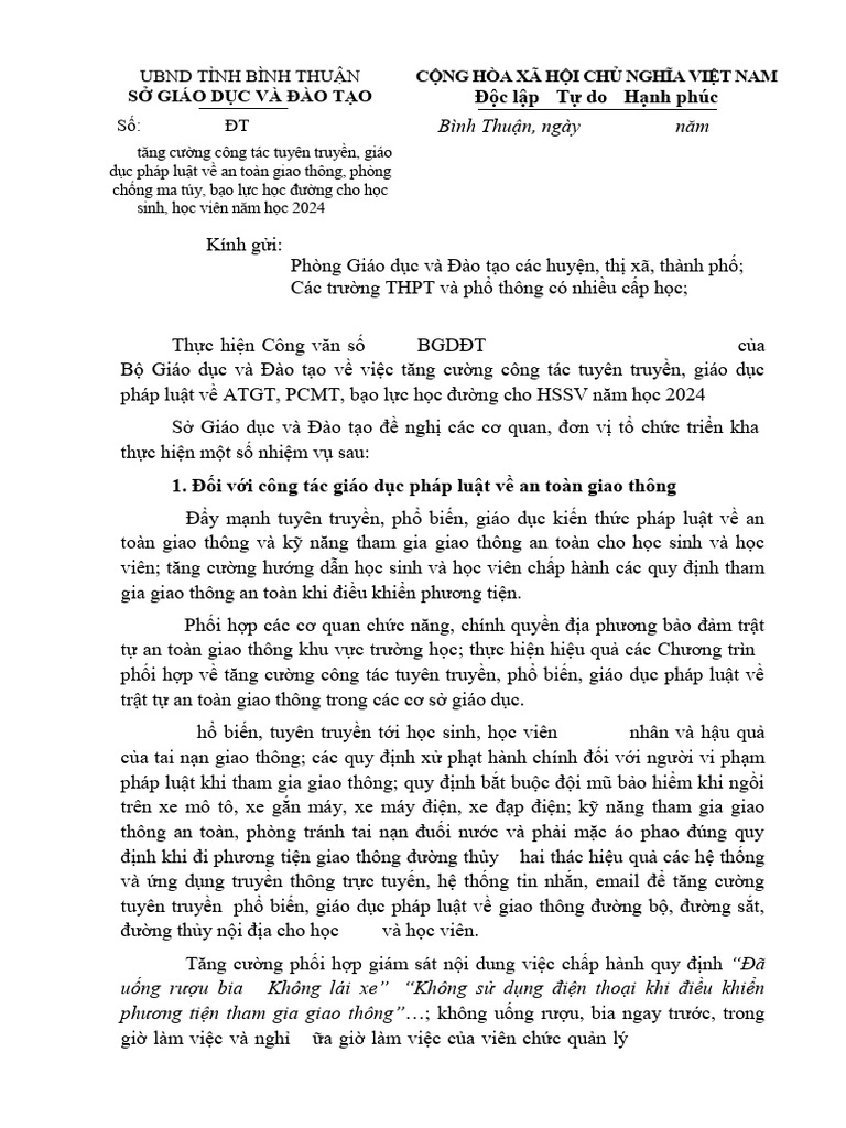 Bình Thuận, ngày 04 tháng 9 năm 2024: Độc lập - Tự do - Hạnh phúc | PDF