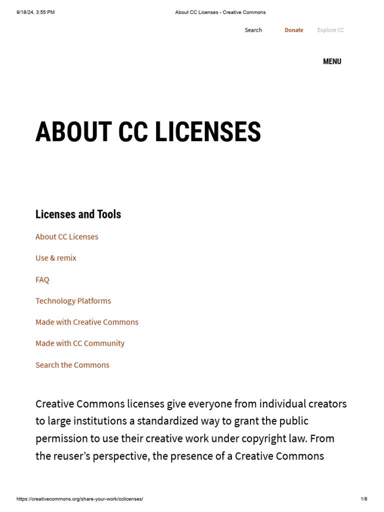 About CC Licenses - Creative Commons | PDF