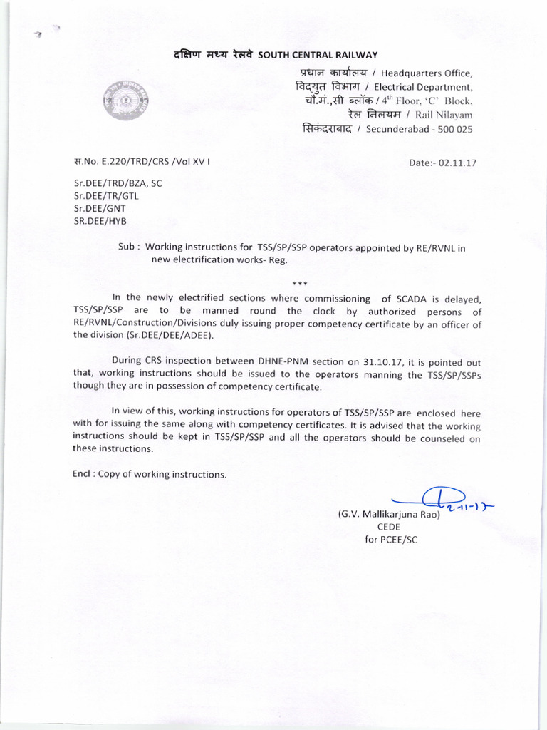 Working Instructions for Operators at TSS Etc in New Sections | PDF