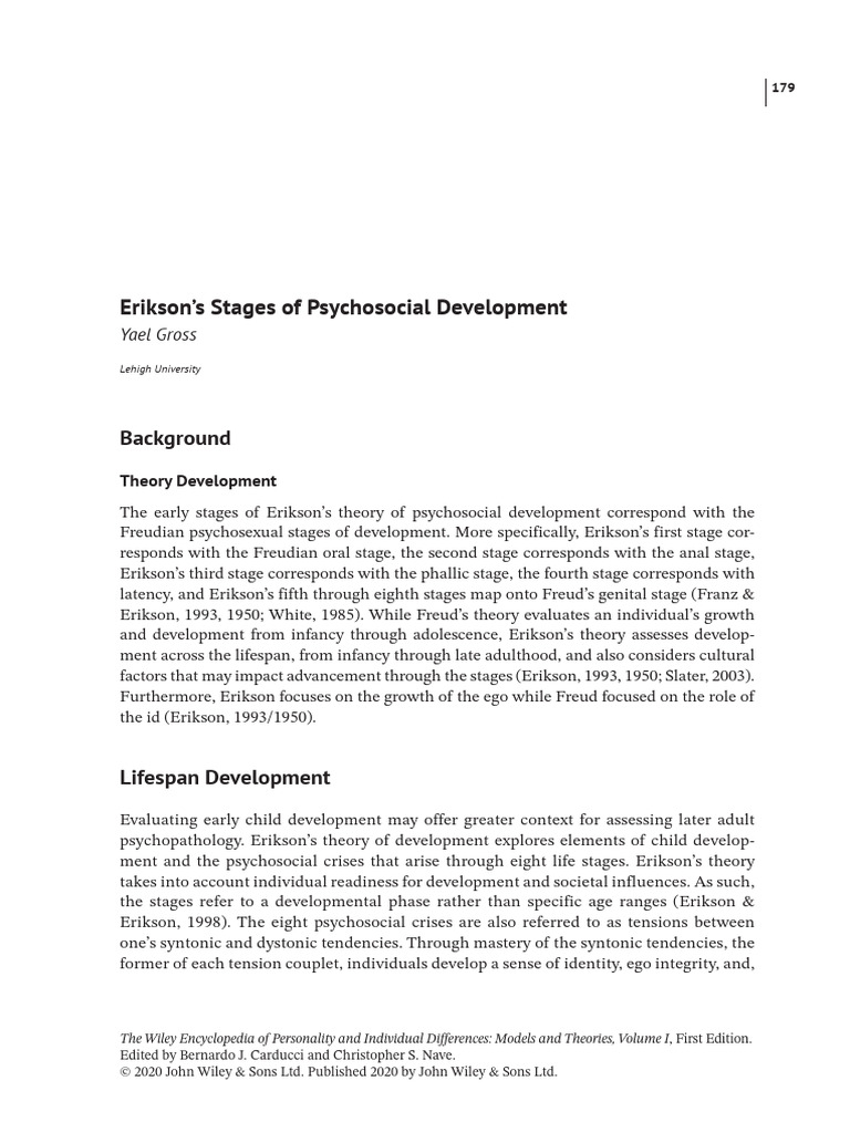 Erikson - Stages of Psychosocial Development | PDF