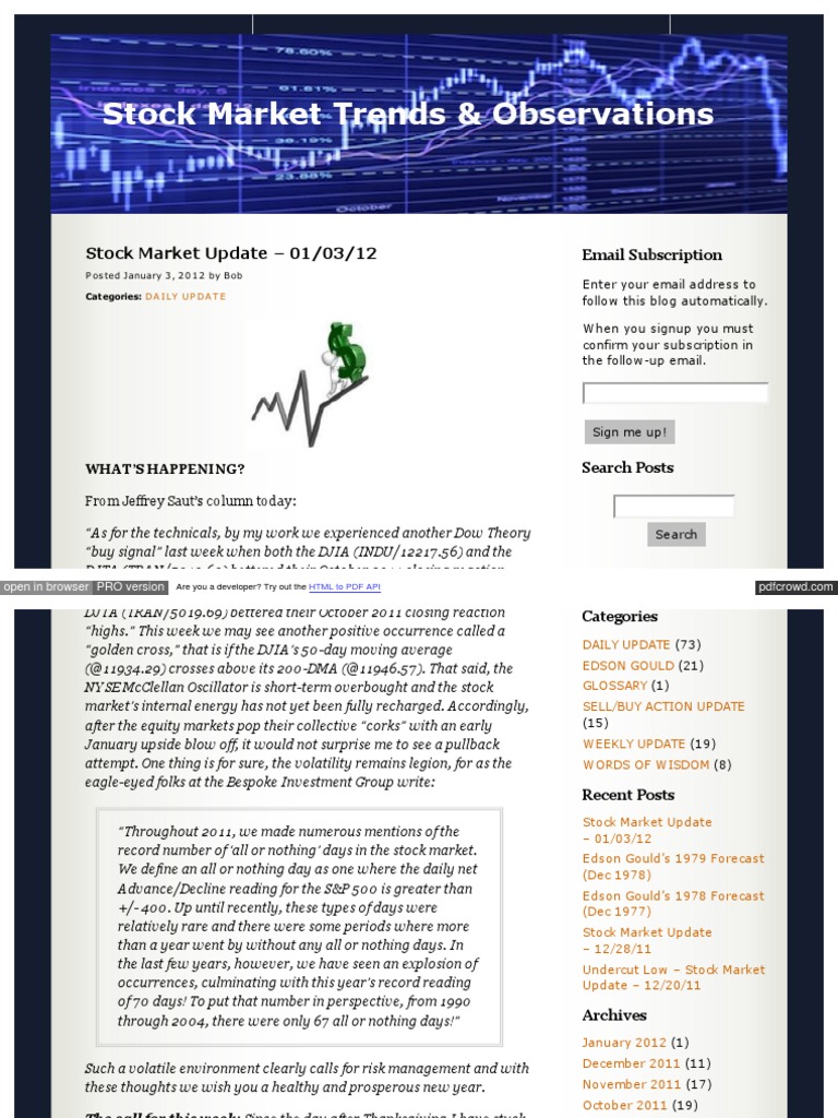 Stock Market Update January 3, 2012 | PDF | Market Trend | Stock Market