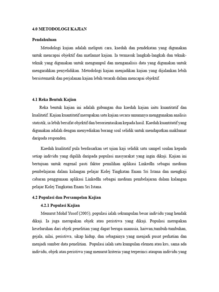 Contoh Metodologi Kerja Kursus Pengajian Am Sem 2 | PDF