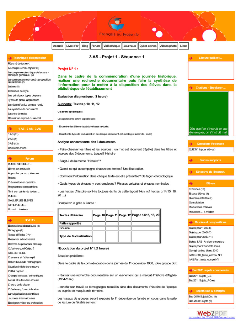 3as Projet 01 Sequence 01 | PDF
