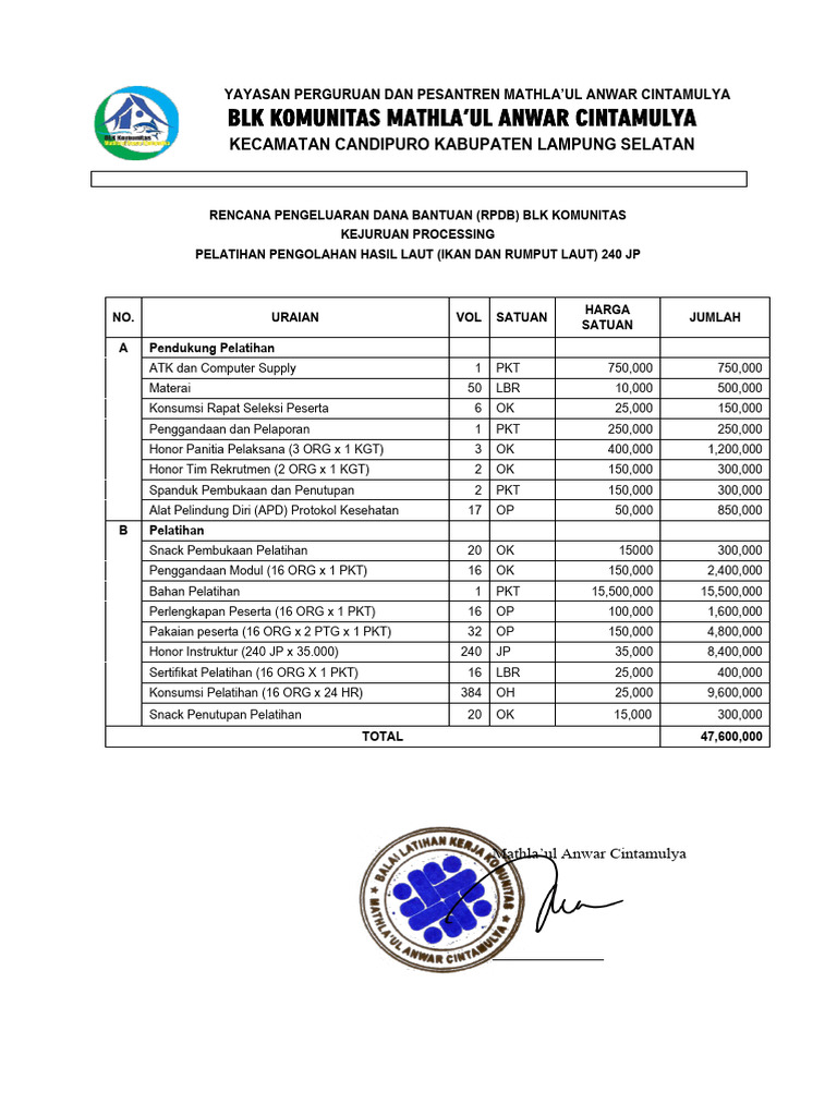 RPDB Pelatihan 2023 | PDF