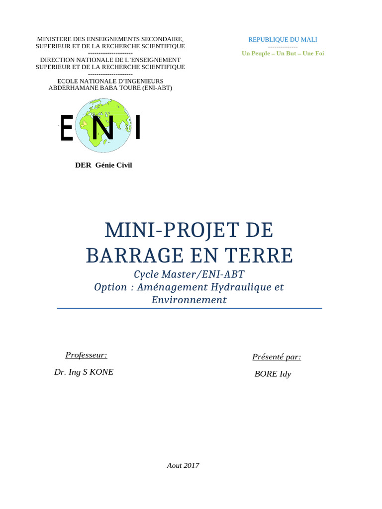 Mini projet barrage en terre_Idy 2023 | PDF