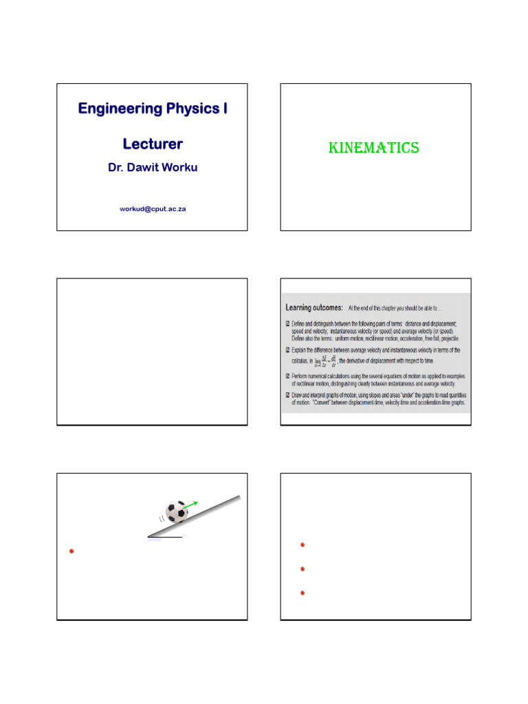 Lecture 3 Kinematics in One Dimension | PDF | Kinematics | Velocity