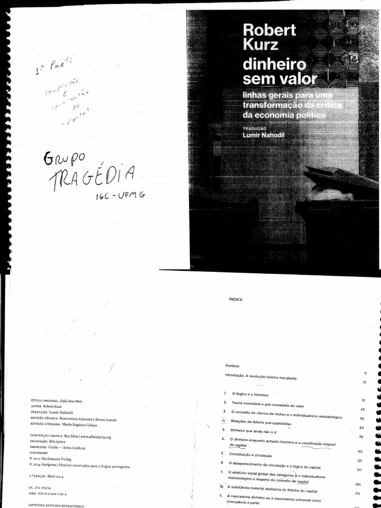 Dinheiro Sem Valor - Linhas Gerais para Uma Transformação Da Critica Da ...
