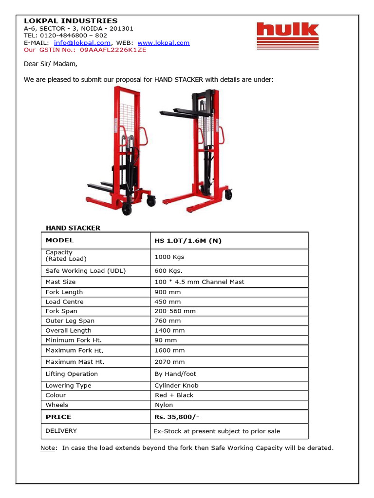 STACKER - QUOTATION-1_240907_171255 | PDF