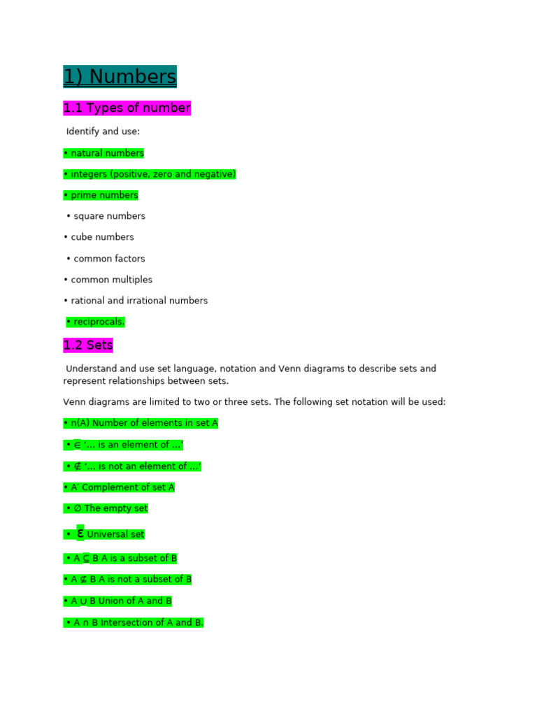 Numbers Pdf