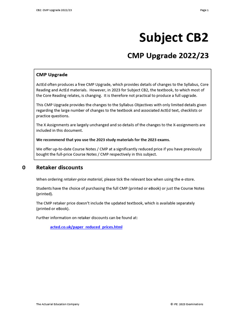 CB2 CMP Upgrade 2023 | PDF