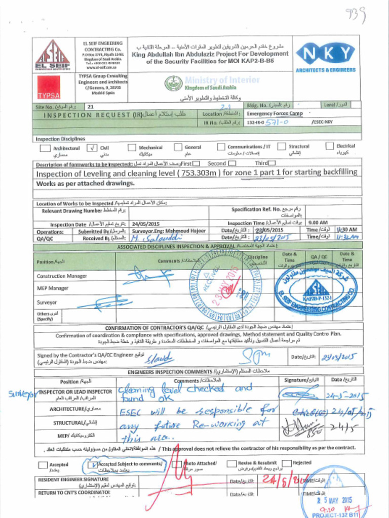 IR-132-0571-0 Inspection of Leveling and Cleaning Level 753.303m For Zone 1 Part 1 For Starting ...