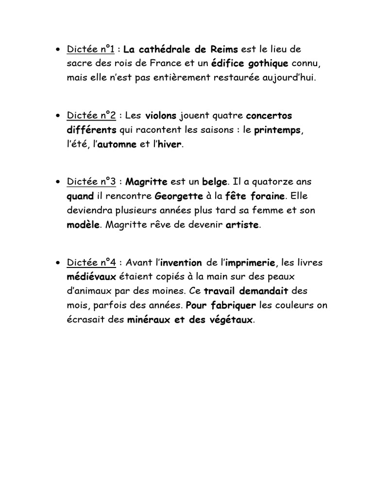 Dictée de 1 À 4 | PDF