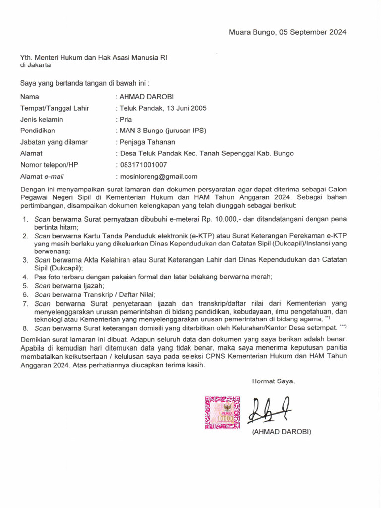 Surat Lamaran Final | PDF