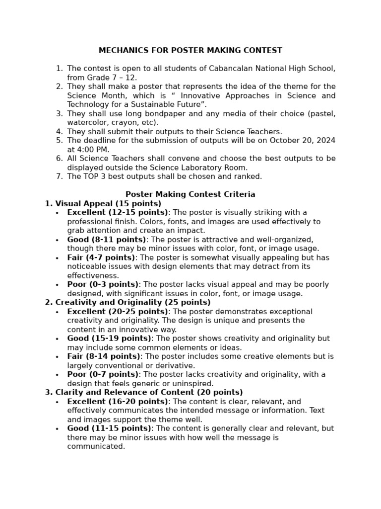 Mechanics For Poster Making Contest | PDF