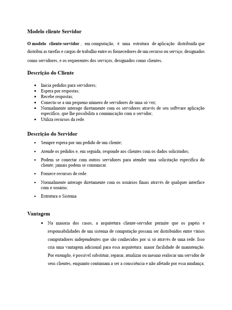 Modelo Cliente Servidor | PDF | Modelo cliente – Servidor | Computadores