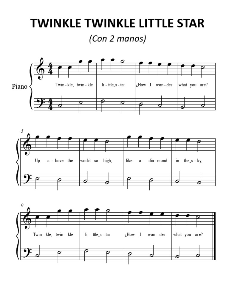 Twinkle Twinkle Little Star - Partitura Dos Manos | PDF