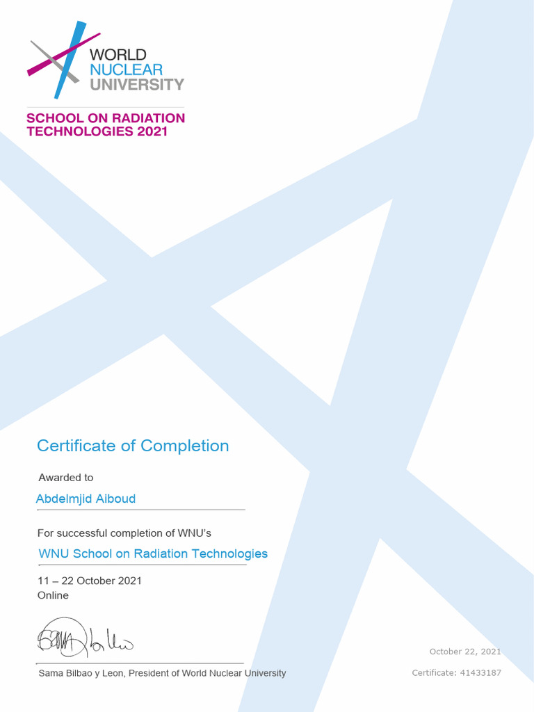 School On Radiation Technologies Certificate 1641097922 | PDF | Science & Mathematics