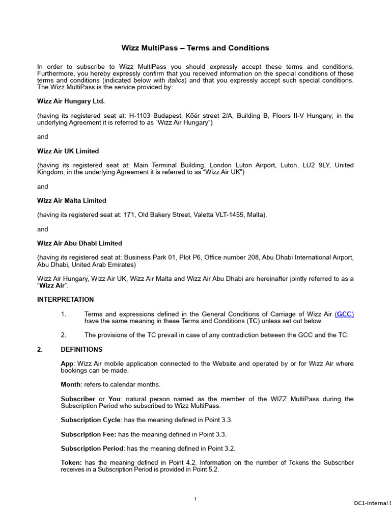 Multipass Terms Pre18apr en | PDF