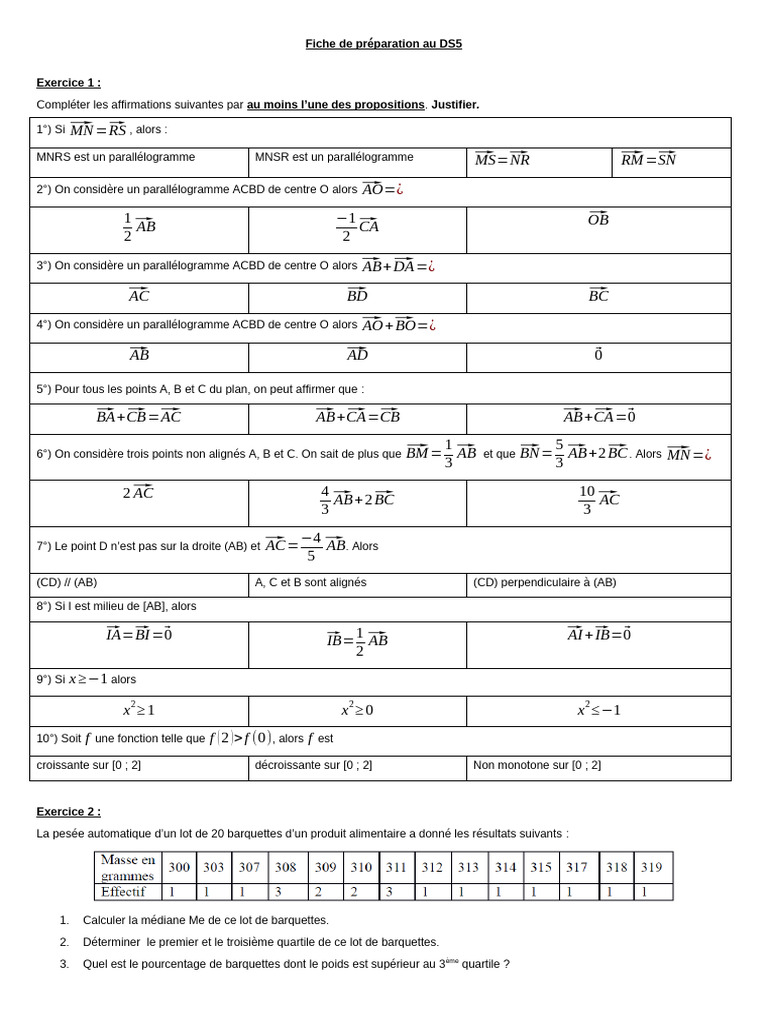 2nde Prép Au Ds5 | PDF