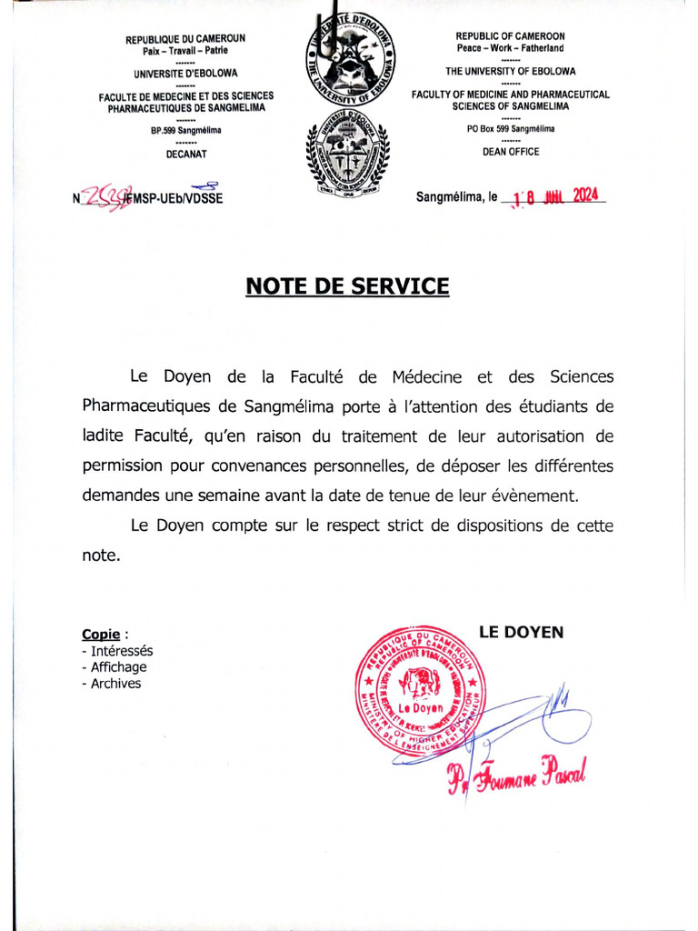 Note de Service | PDF