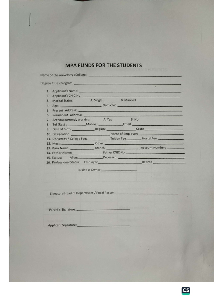MPA FUNDS FOR THE STUDENTS (TaHir BalOch) | PDF
