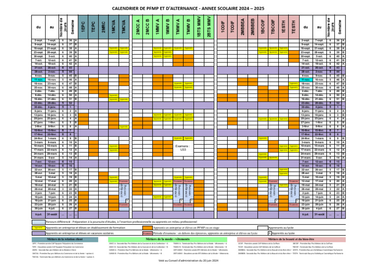 Calendrier PFMP 2024 - 2025-1 | PDF