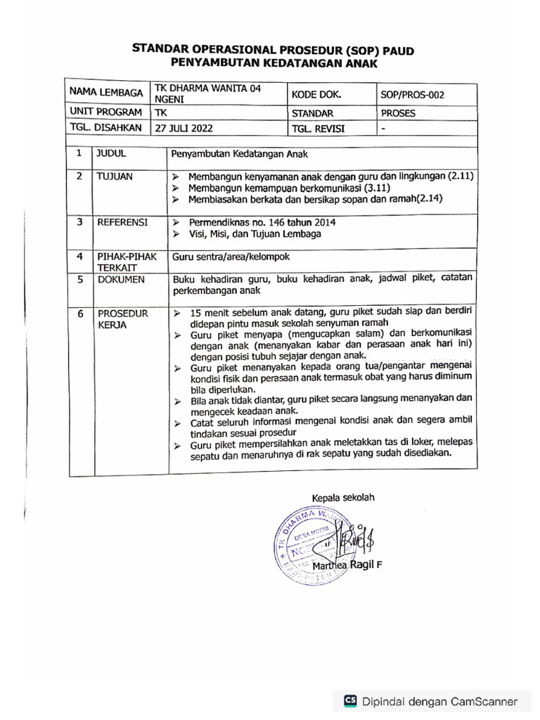 Sop Kedatangan | PDF