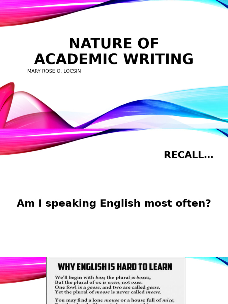 Lesson 1A Nature-of-Academic-Writing-Language | PDF