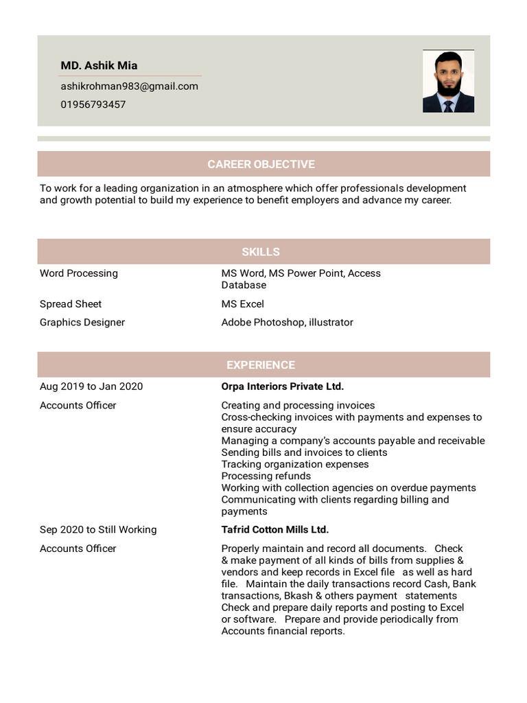 CV of Ashik Mia | PDF
