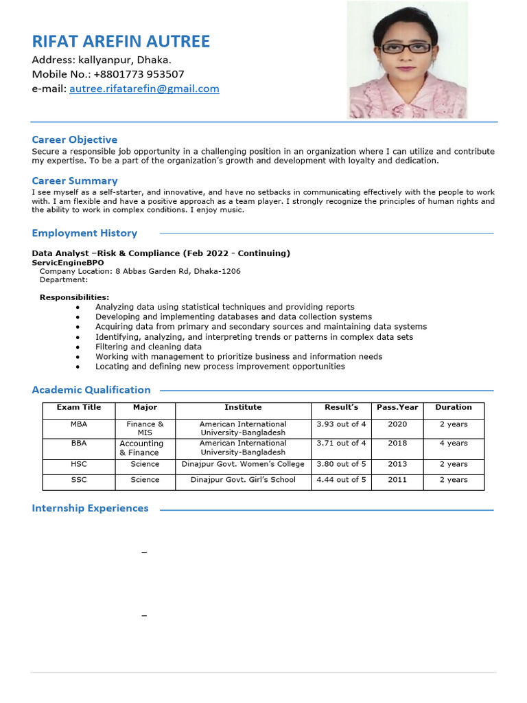 CV of Rifat Arefin Autree | PDF