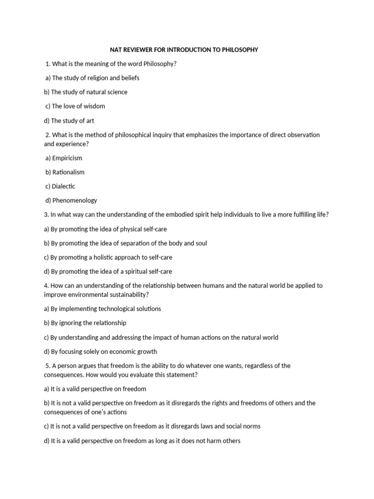 Nat Reviewer For Introduction To Philosophy | PDF | Rationalism | Mind