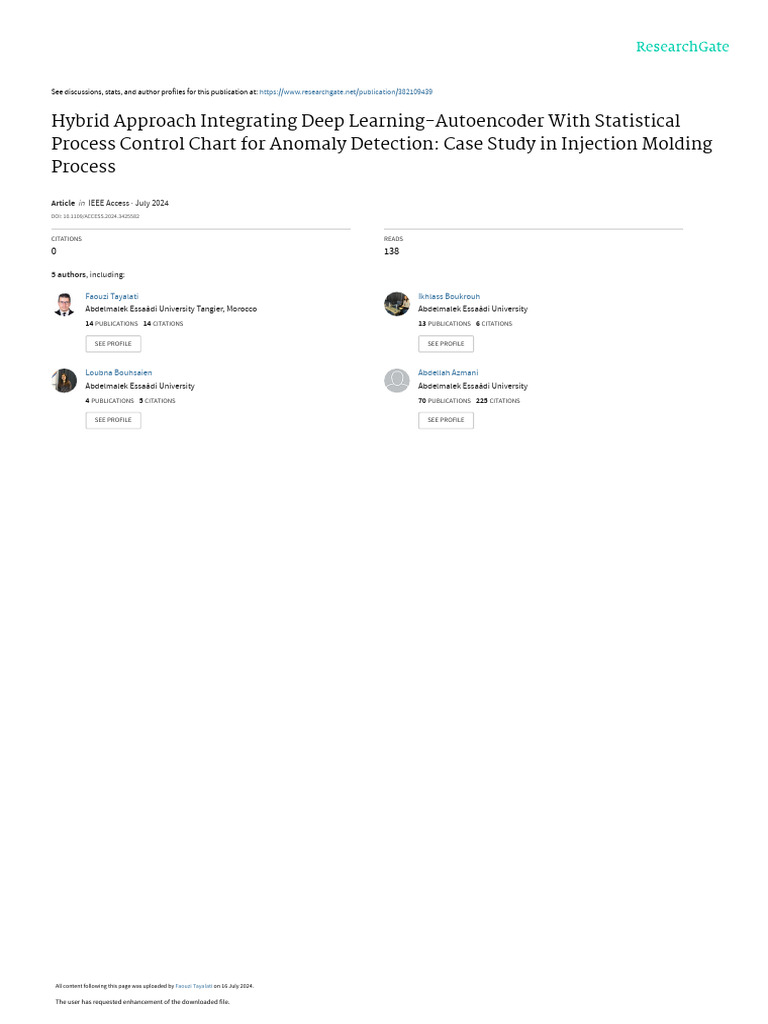Hybrid Approach Integrating Deep Learning-Autoencoder With Statistical Process Control Chart For ...
