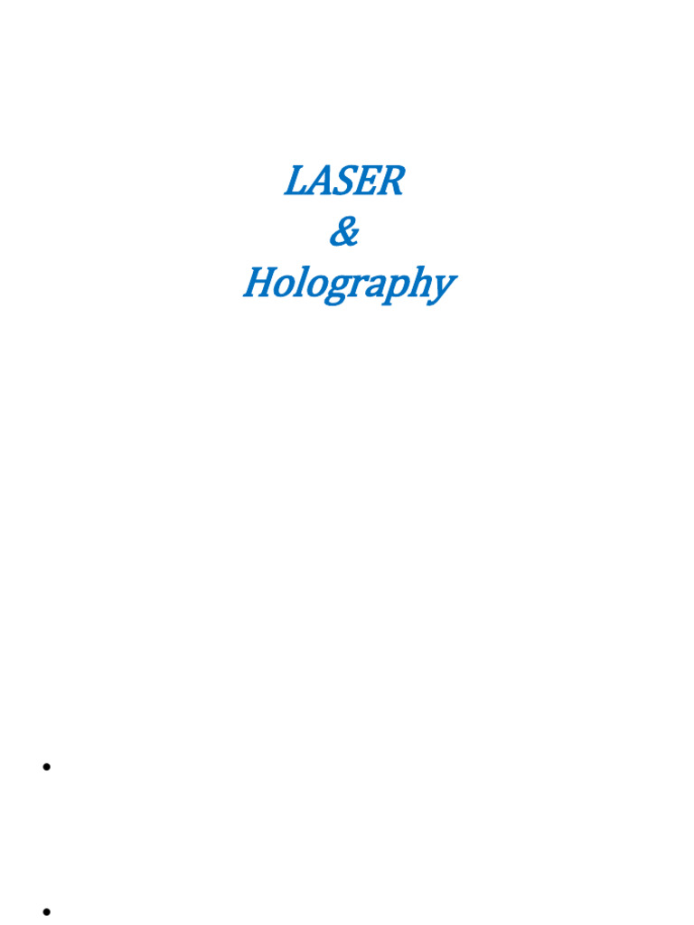 Unit I - Lasers Holography | PDF
