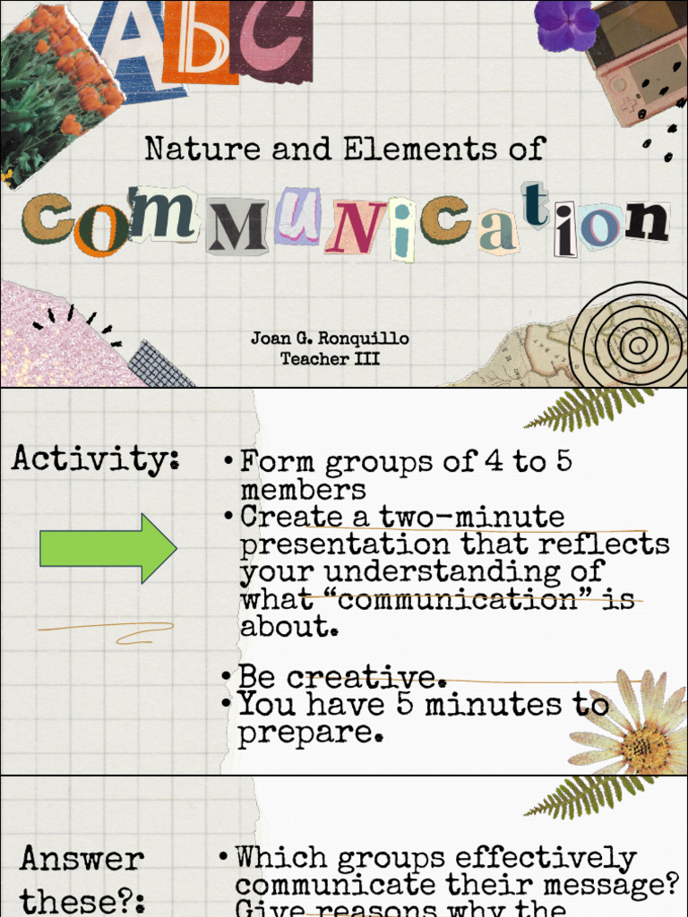 LESSON 1 Nature Functions and Elements of Communication | PDF
