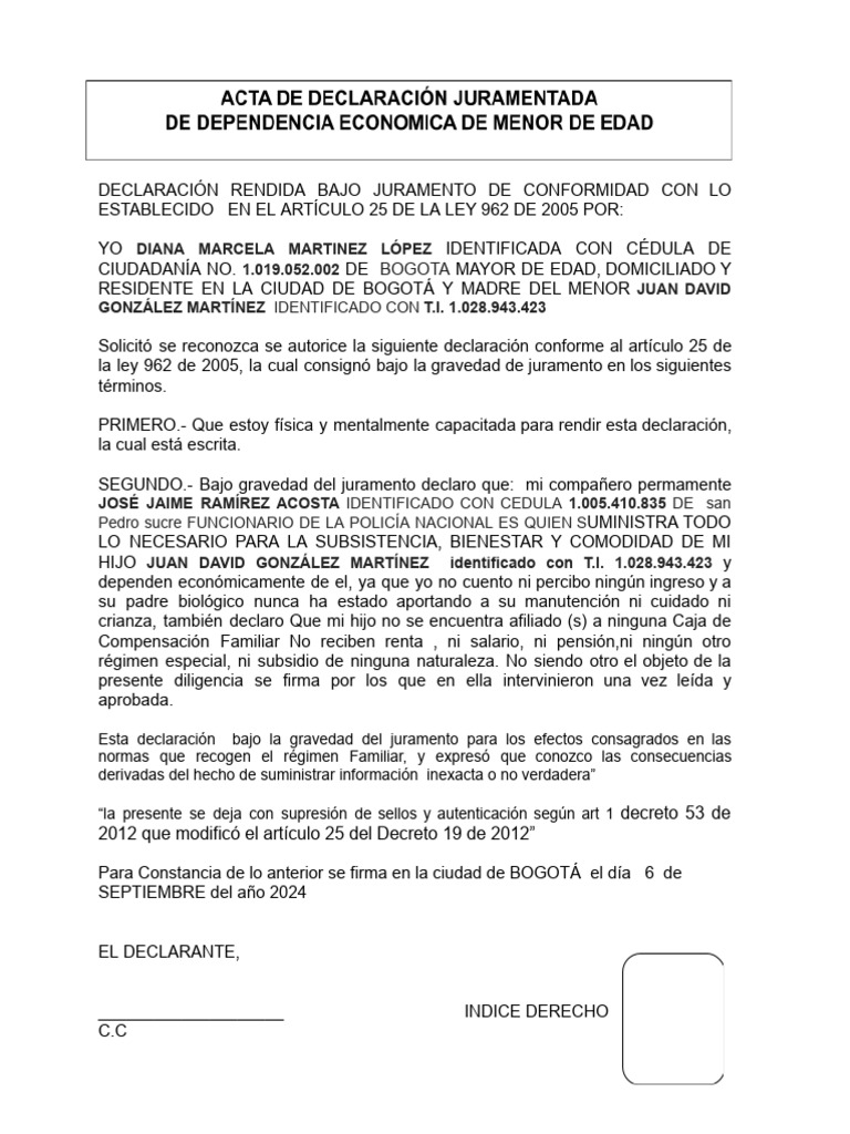Declaracion - Juramentada .. | PDF
