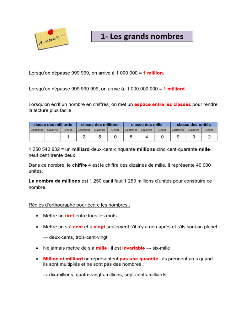 Leçon 1-Les Grands Nombres | PDF