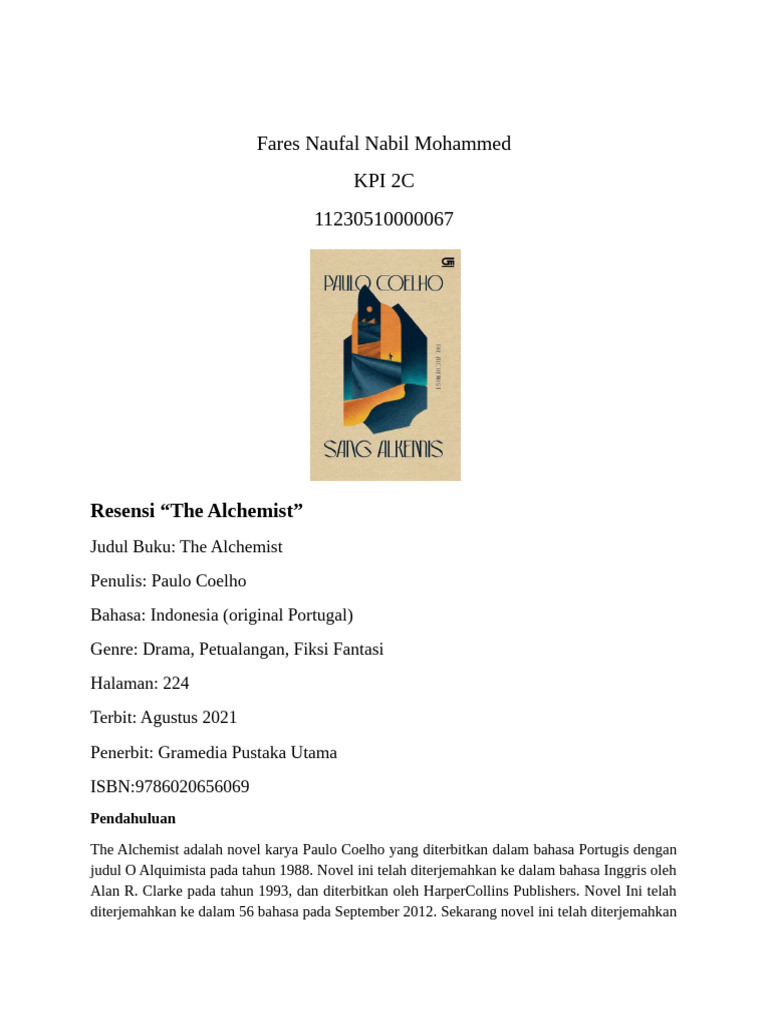 Resensi The Alchemist | PDF | Harper Collins Books | Novels