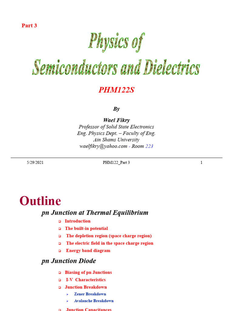 Part 3 - PHM122s | PDF | P–N Junction | Semiconductors