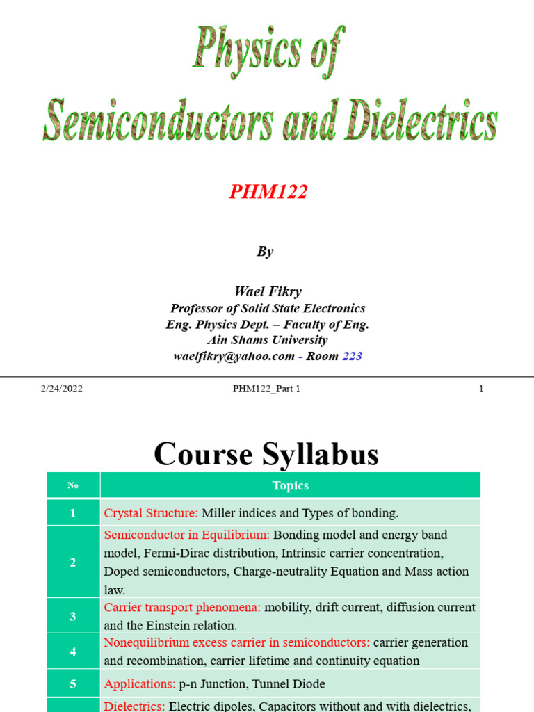 Part 1 - PHM122s | PDF | Doping (Semiconductor) | Semiconductors