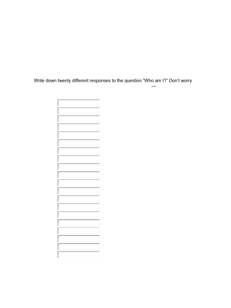 S Data Kuhn and McPartland 1954 Twenty Statements Test | PDF | Self ...
