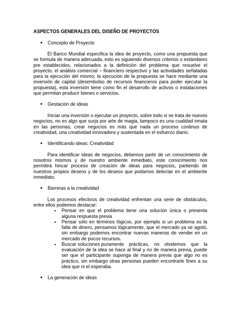 Aspectos Generales Del Diseño de Proyectos | PDF
