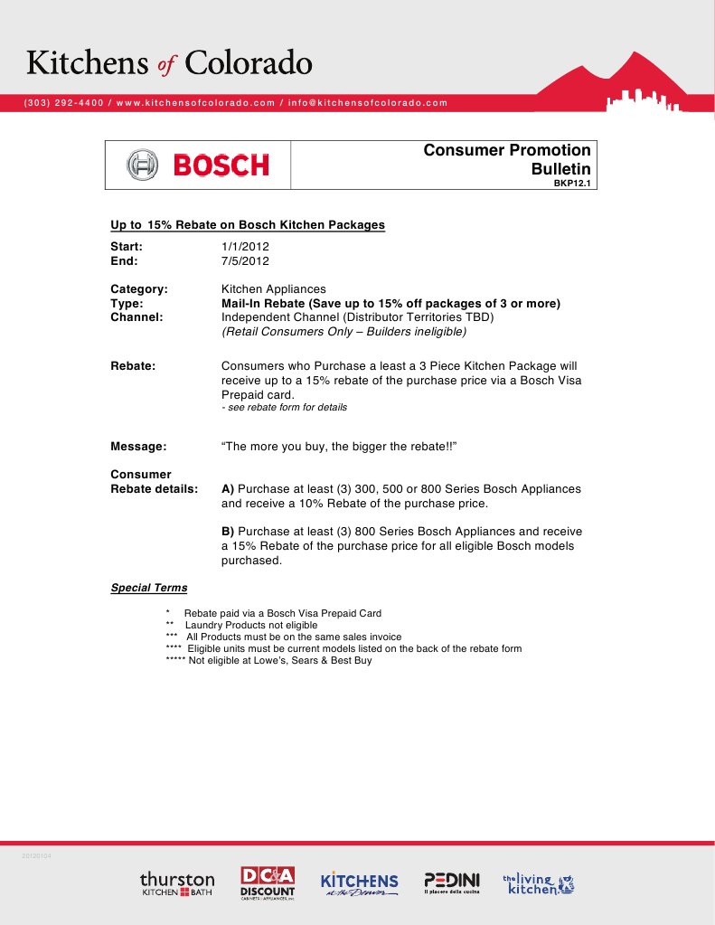 Bosch Kitchen Package Rebate Offer | PDF