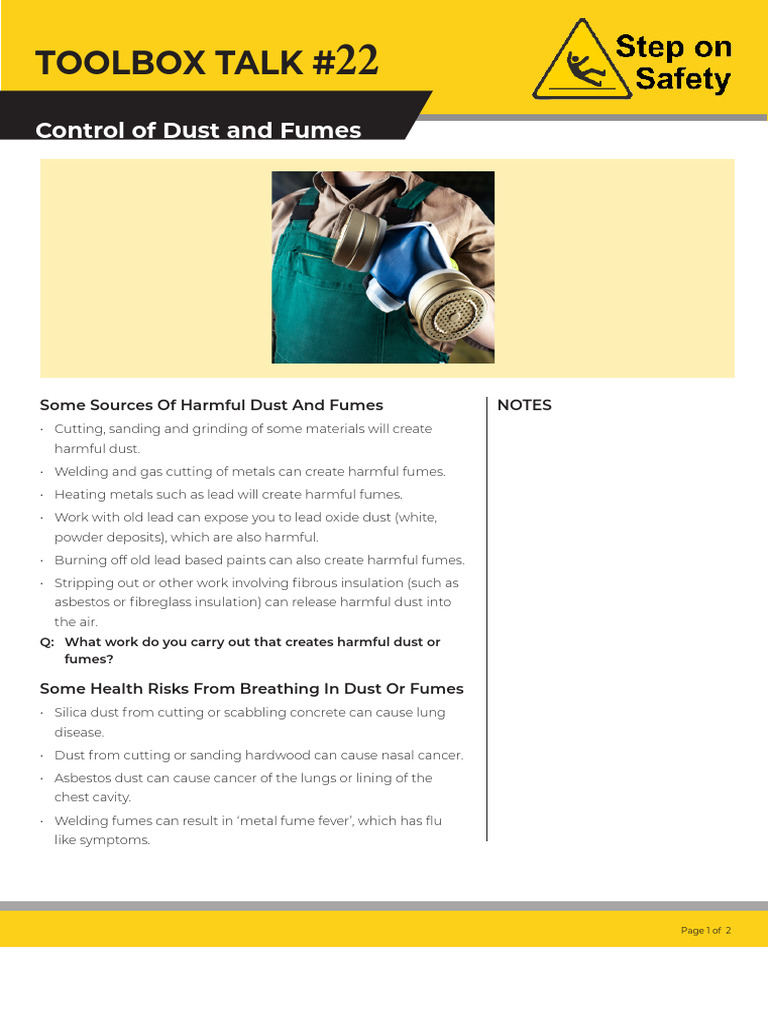 22 Control of Dust and Fumes | PDF