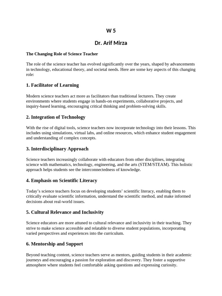 W5 Dr. Arif Mirza: 1. Facilitator of Learning | PDF