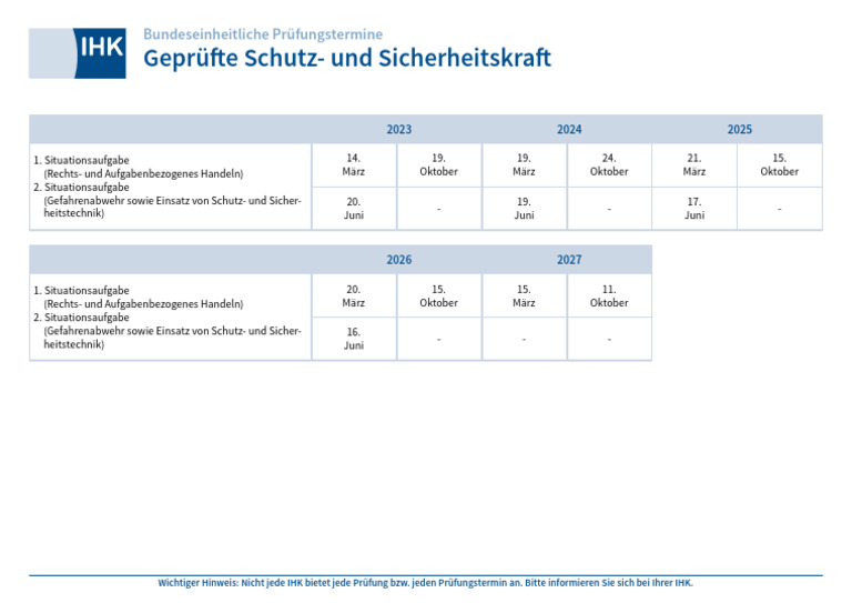 pruefungstermine-GSSK Bis 2025 | PDF