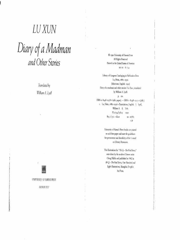 Lu Xun Diary of A Mad Man 1918 | PDF