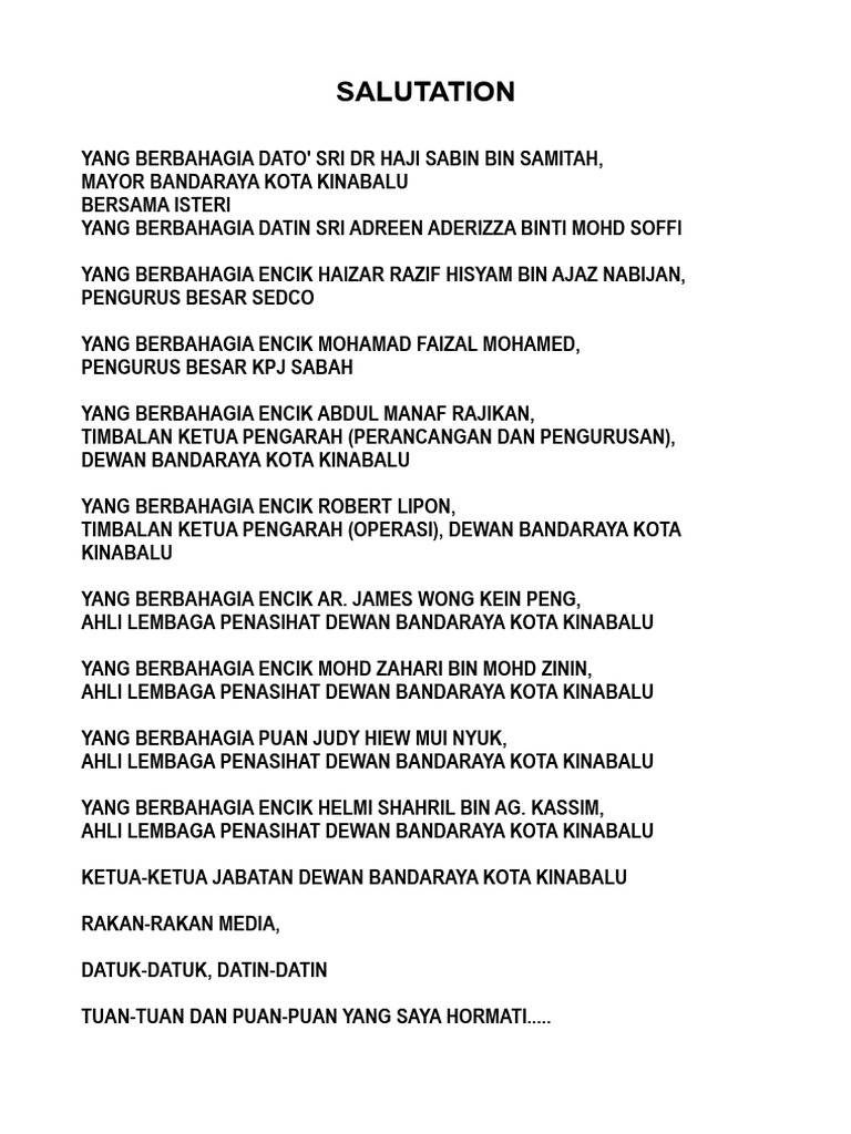 Salutation Karnival Komuniti @ Kk | PDF